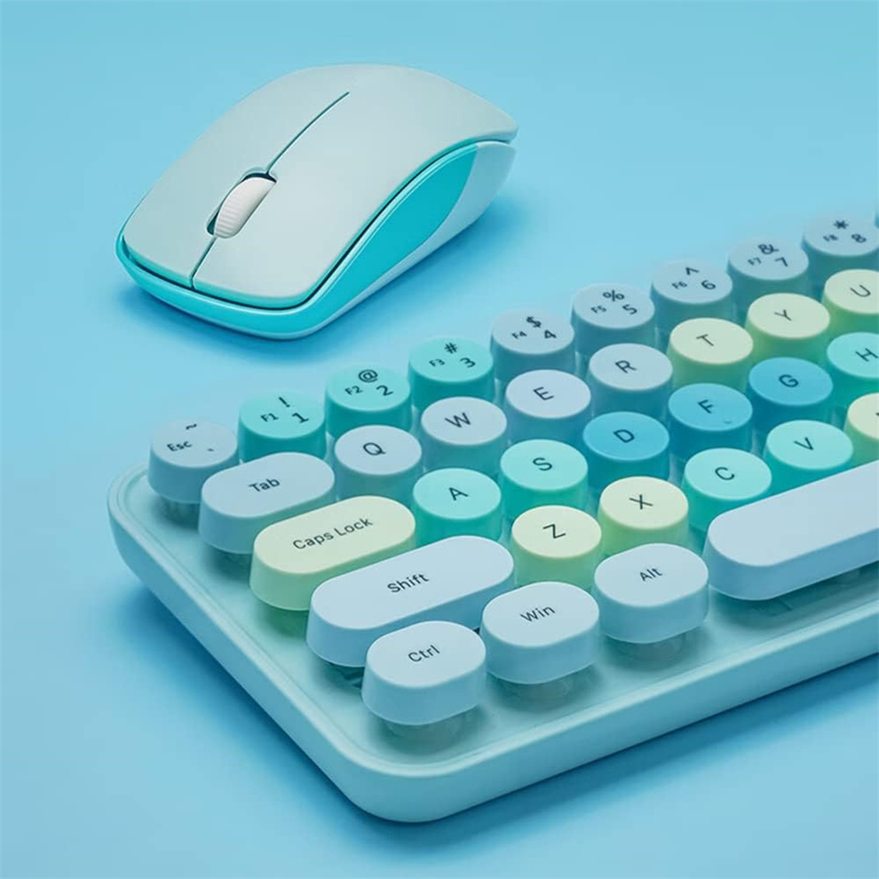 Colorful Wireless Keyboard and Mouse Ergonomic Small Size Typewriter ...
