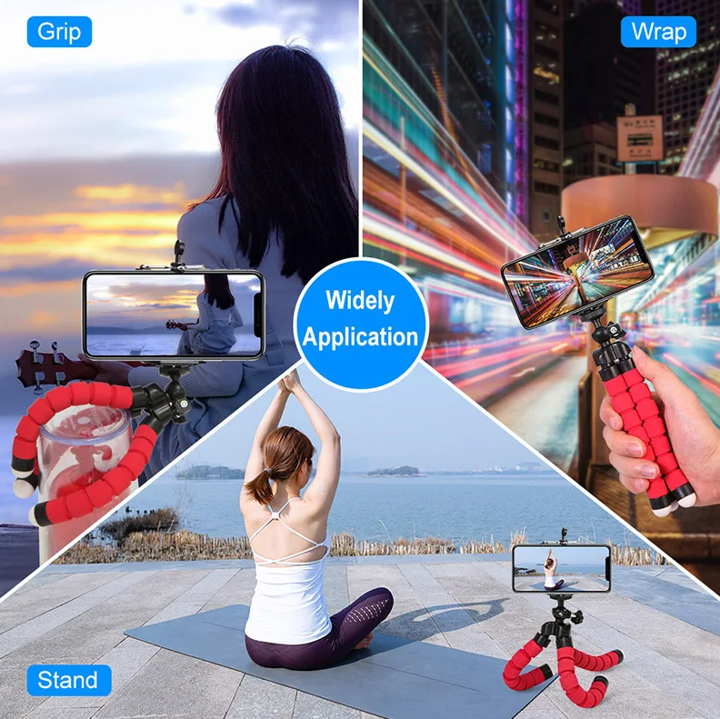 Flexible Octopus Tripod Phone Holder with Bluetooth Remote for All ...