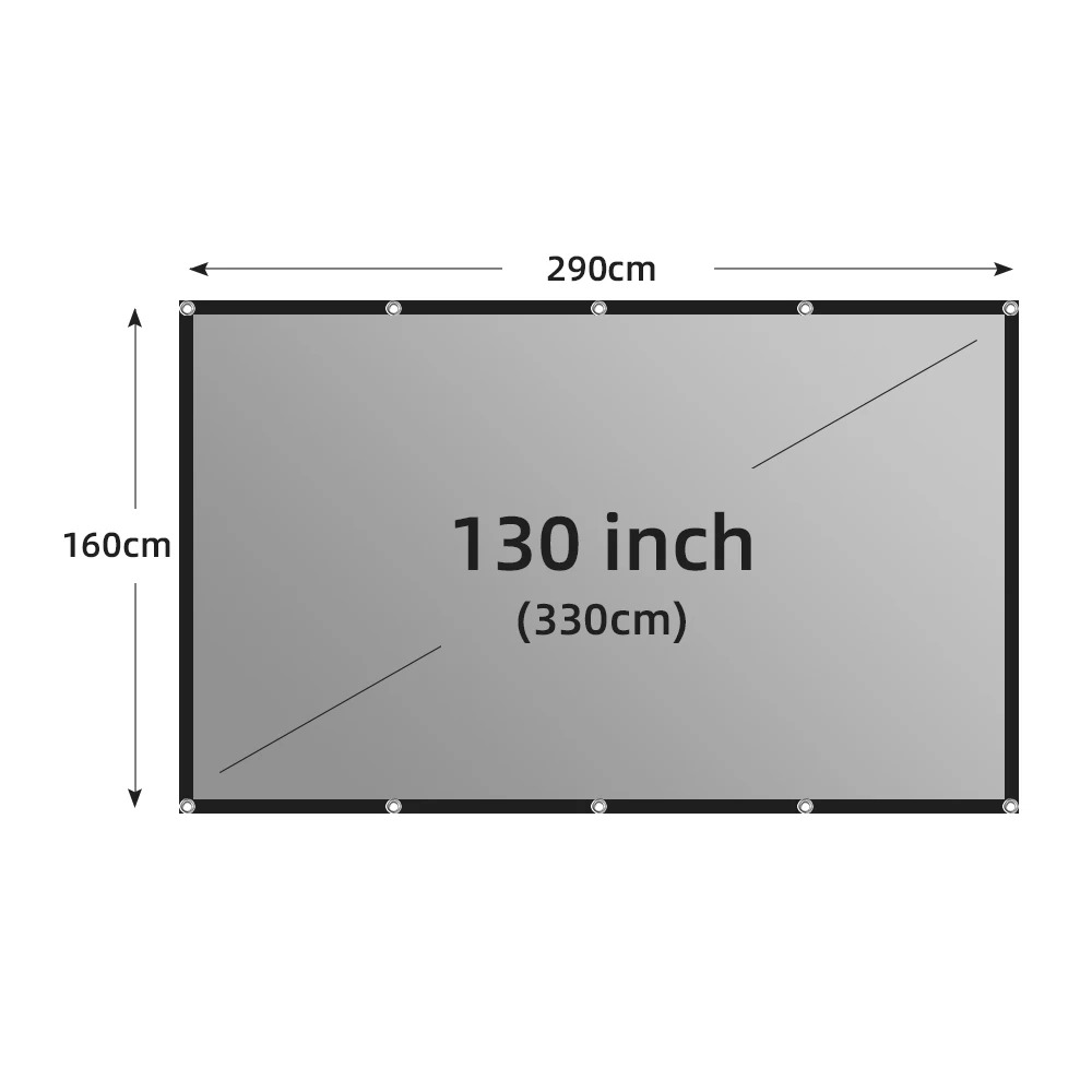 84-130 Inch Portable Projector Screen Foldable 16:9 Anti Light Grey ...