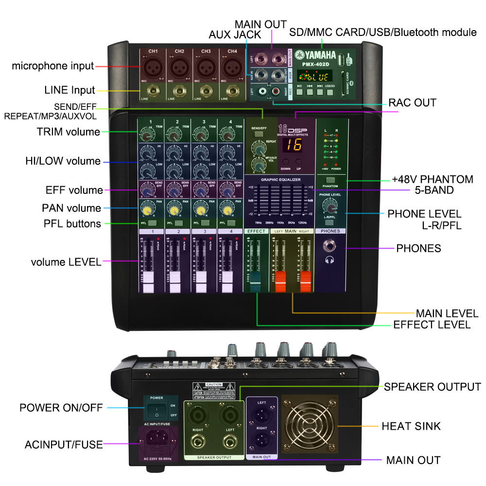 Yamaha 450w power amplifier cordless mixer all in one Bluetooth/MP3/USB ...