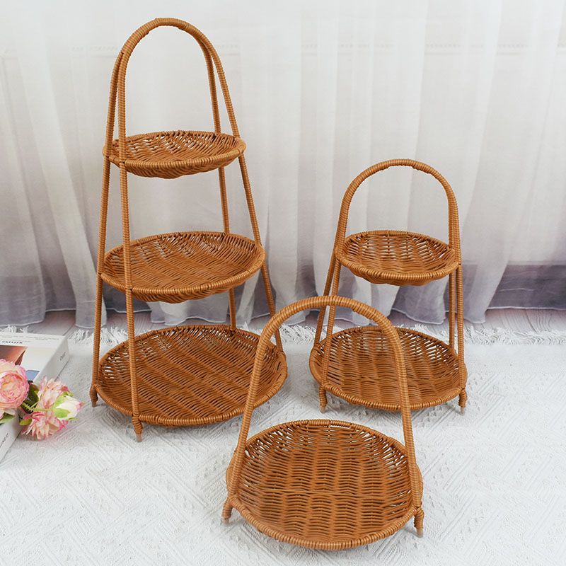 Rattan Basket Multi-Layer Small Bracket Dim Sum Plate Cabas Household ...