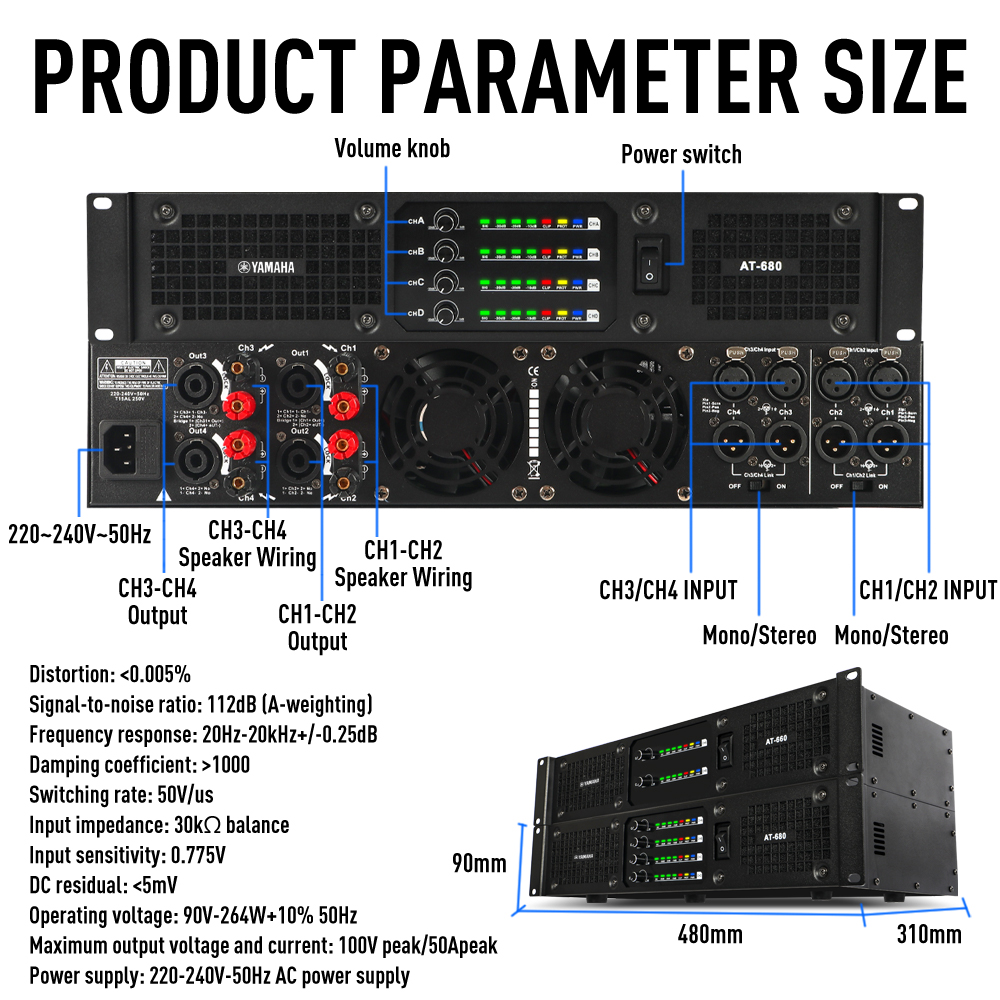 YAMAHA power amplifier H2000/H4000 1500W4 channel/2 channel digital ...