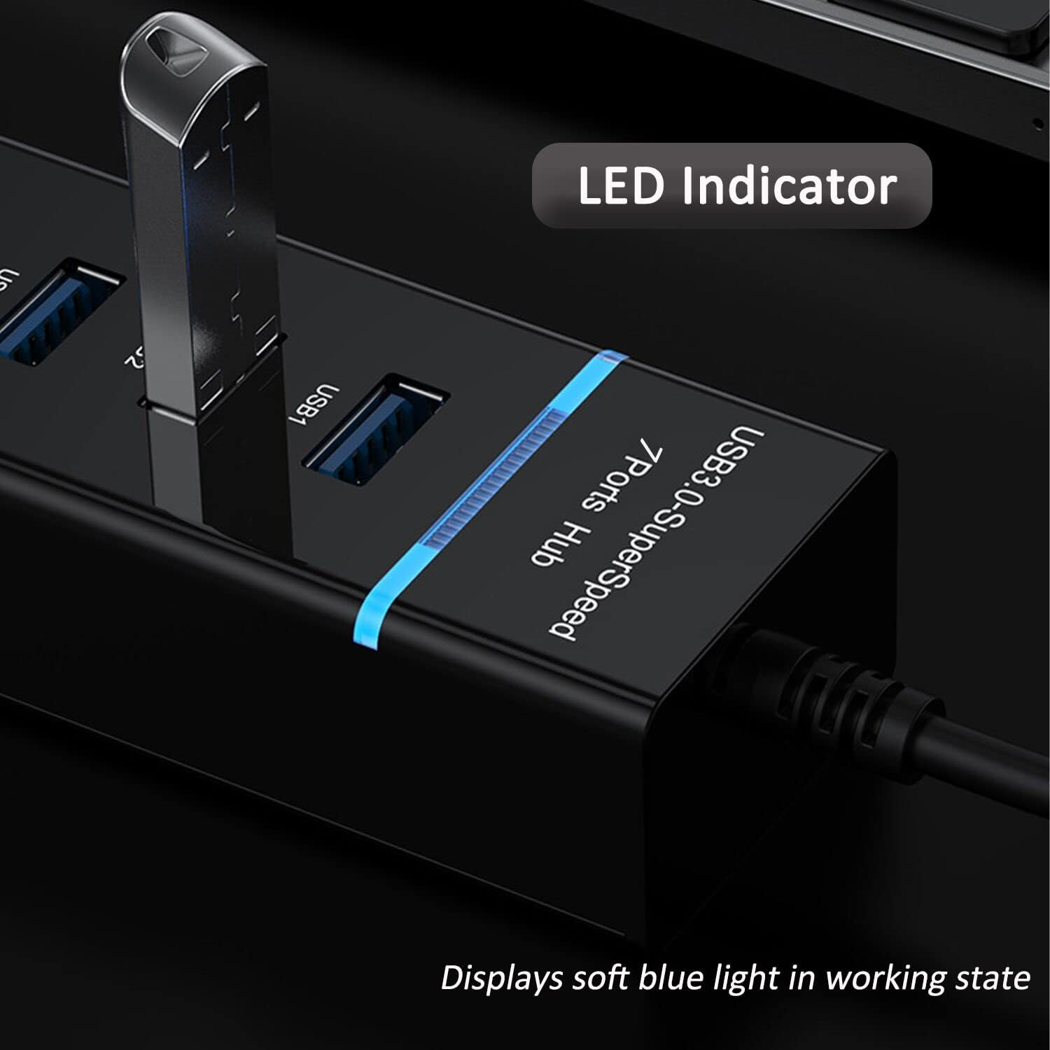 USB Hub 3.0 High Speed 4 Ports White LED Indicator 5.0Gbps Mini for ...
