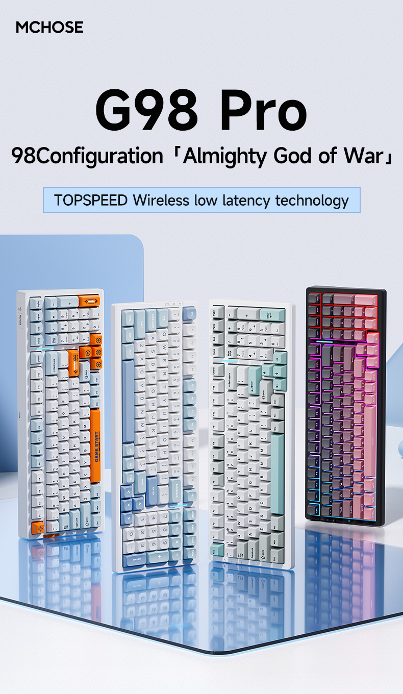 Mechanical Keyboard Mchose G98Pro Three Mode Wireless Keyboard Hot Swappable RGB Mechanical ...