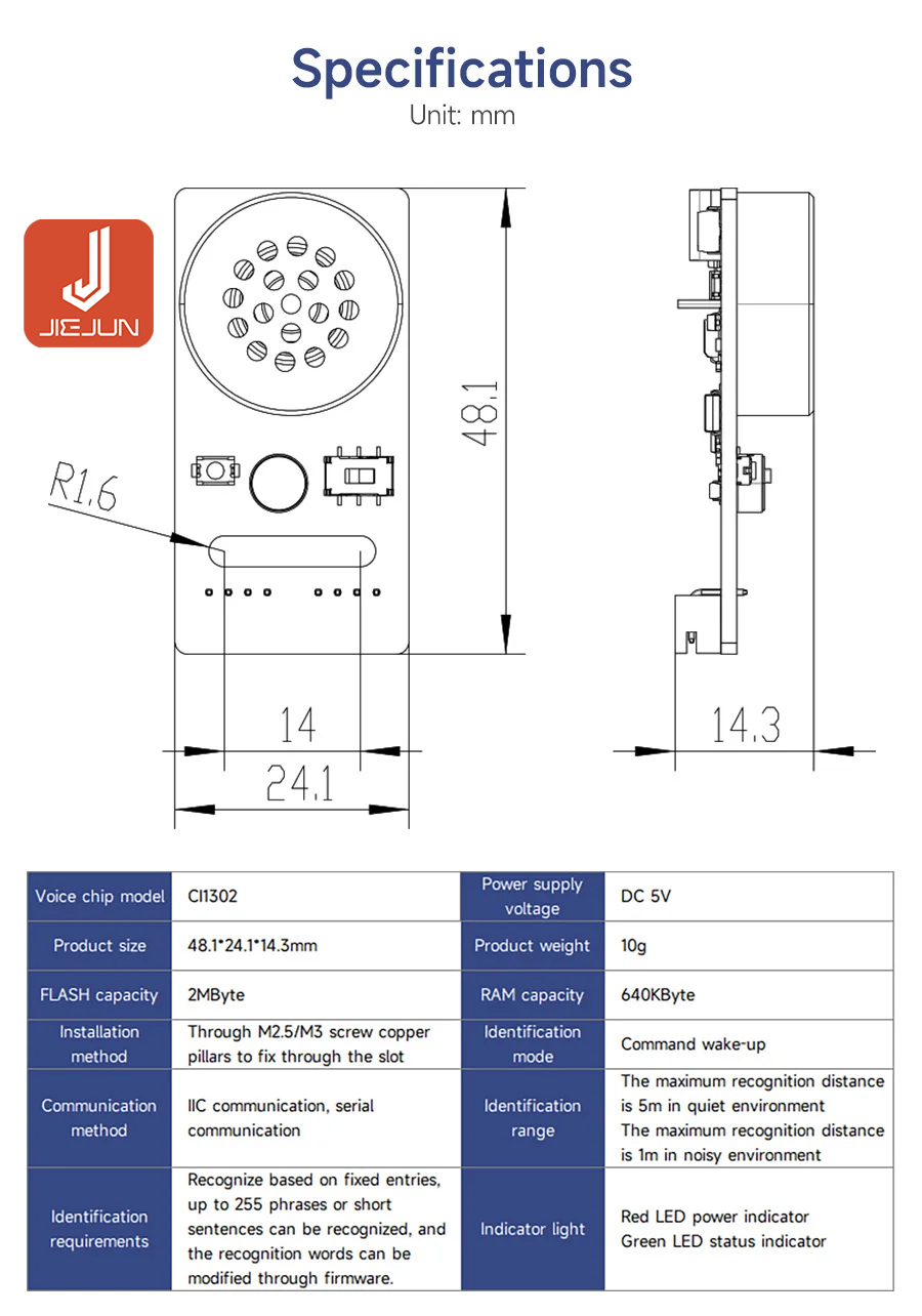 AI voice interaction module identifies and broadcasts IIC serial port ...