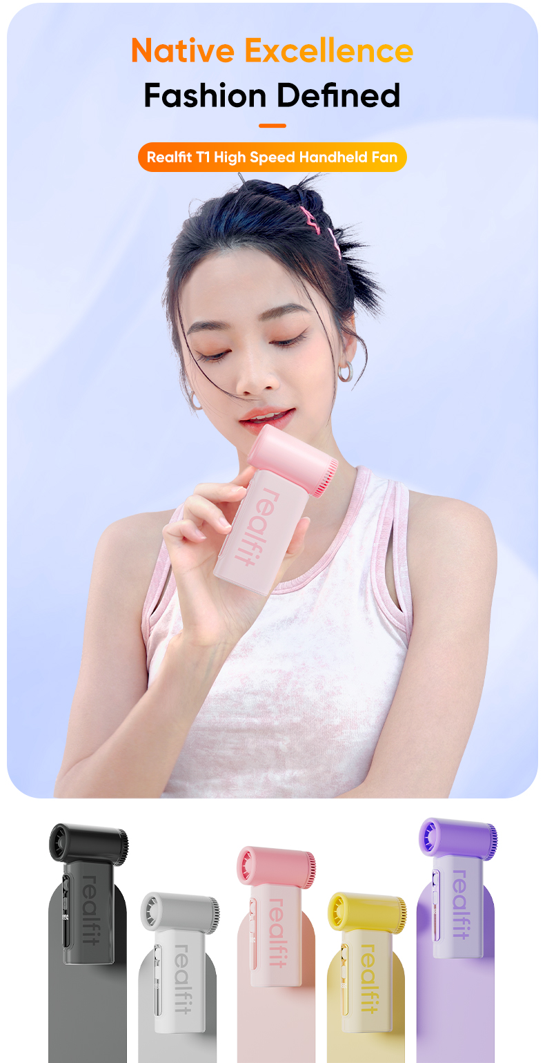 【Buy 1 Get 1 Free】Realfit T1 High Speed Handheld Fan 199 Speeds Wind ...