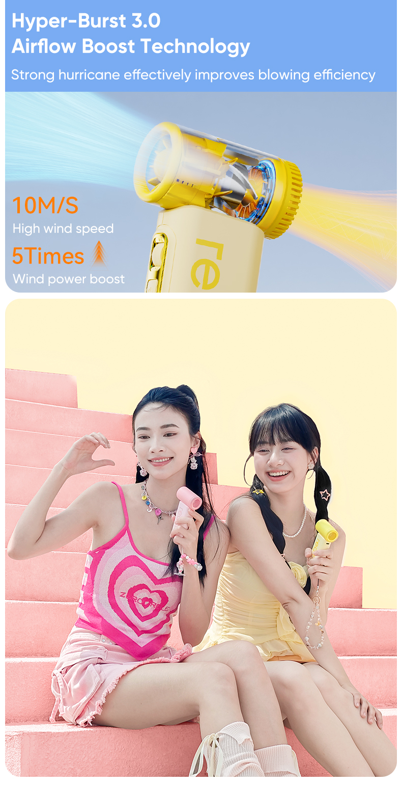 【Buy 1 Get 1 Free】Realfit T1 High Speed Handheld Fan 199 Speeds Wind ...