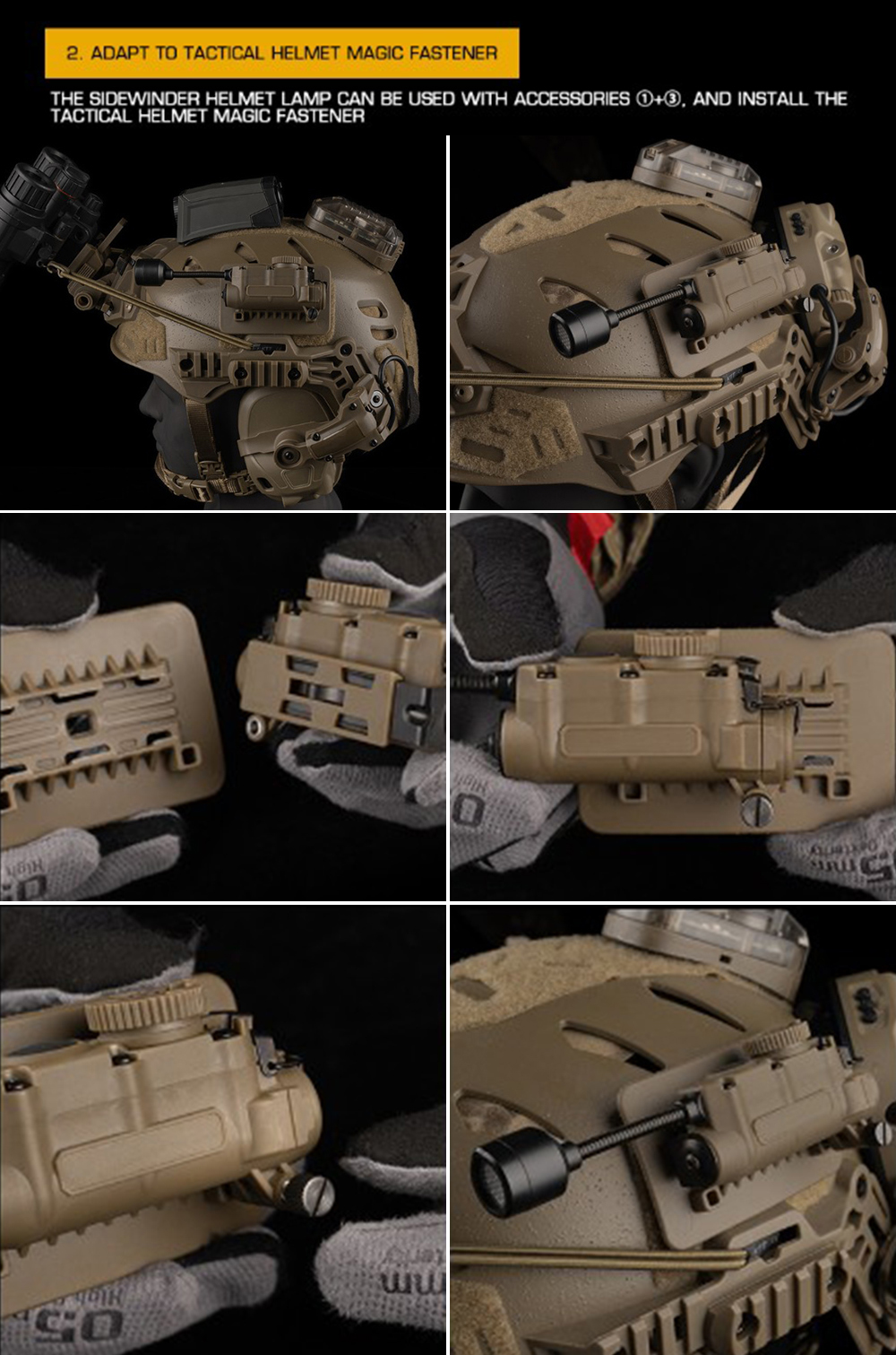 SINAIRSOFT Sidewinder Multi-purpose Helmet Lamp Fit FAST Helmet ARC ...