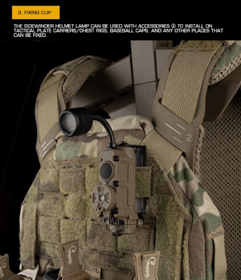 SINAIRSOFT Sidewinder Multi-purpose Helmet Lamp Fit FAST Helmet ARC ...