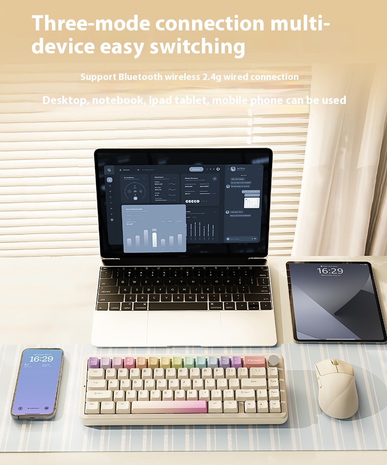 YUNZII B68 Wireless Tri-Mode mechanical keyboard 5000mah RGB light ...