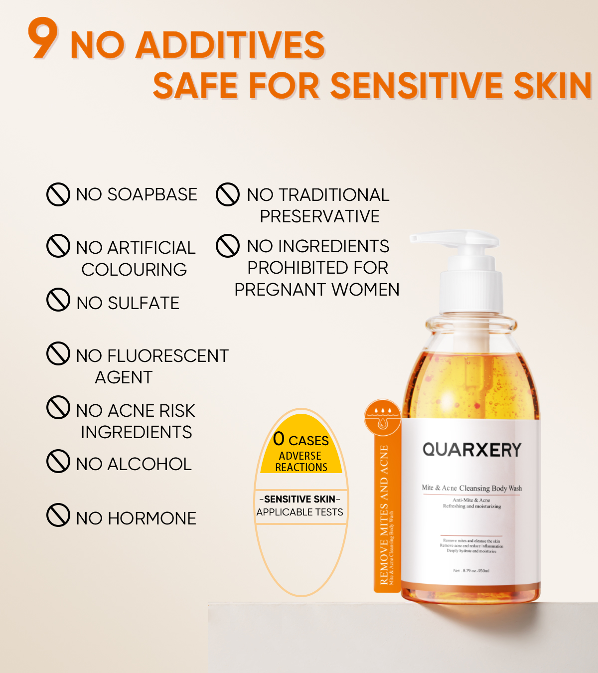 QUARXERY Body Wash Mite & Acne Cleansing Body Wash Acne Body Wash Antibacterial Anti Mite ...