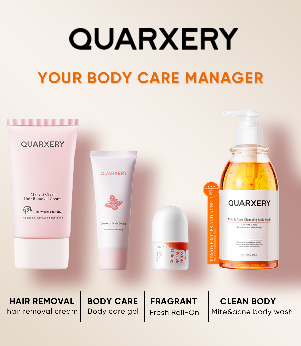 [Body Clean 3pcs Set]QUARXERY Body Wash Mite & Acne Cleansing Shower ...