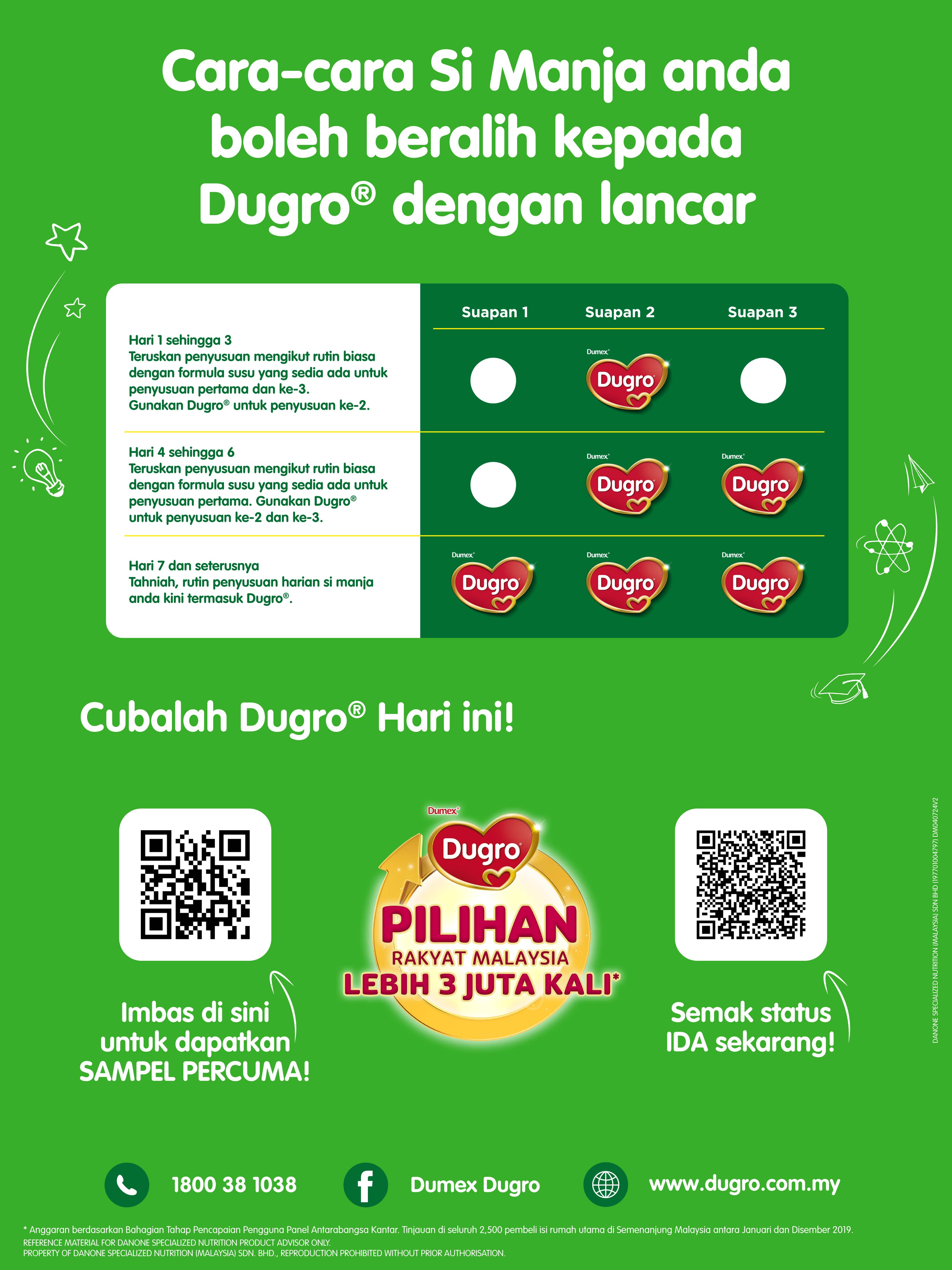 Dumex Dugro Step 4 Original Growing Up Formula 3-6 Years (550g) (Susu ...
