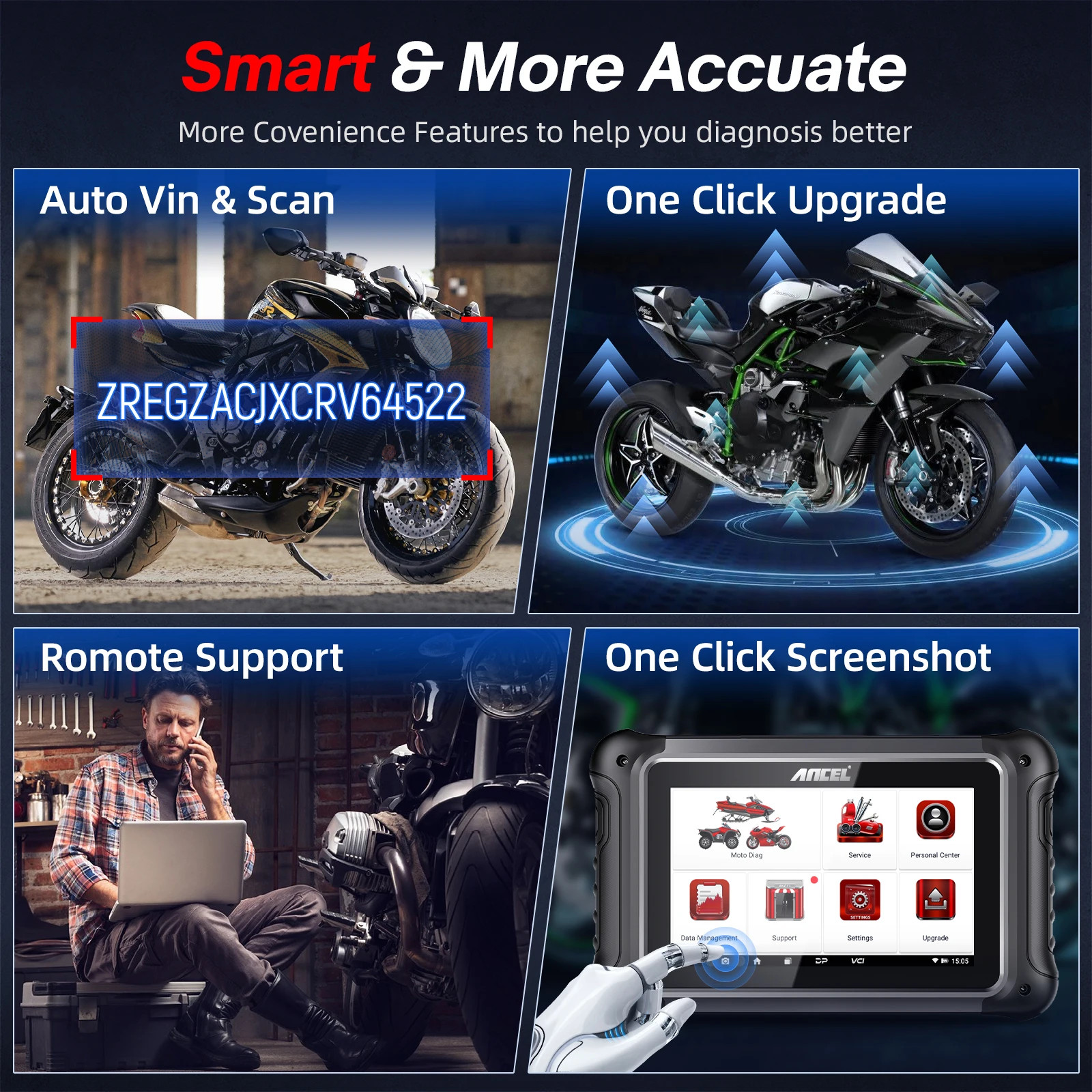 【Ship From Malaysia】ANCEL MT700 Motorcycle OBD2 Automotive Scanner Full ...