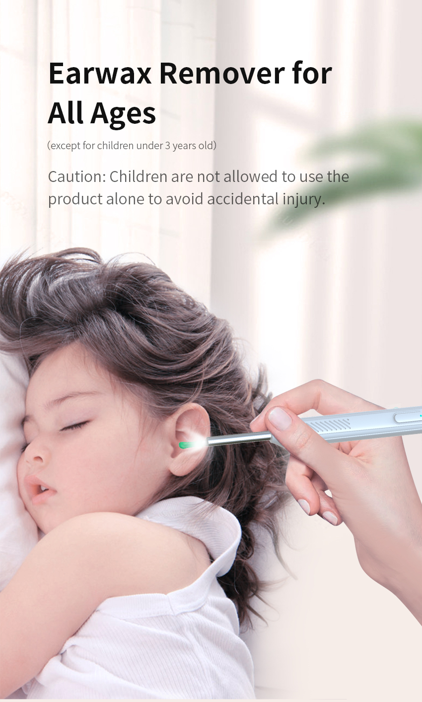 INSMART HD Wifi Ear Endoscope with LED Light Visual Otoscope Ear Spoon ...