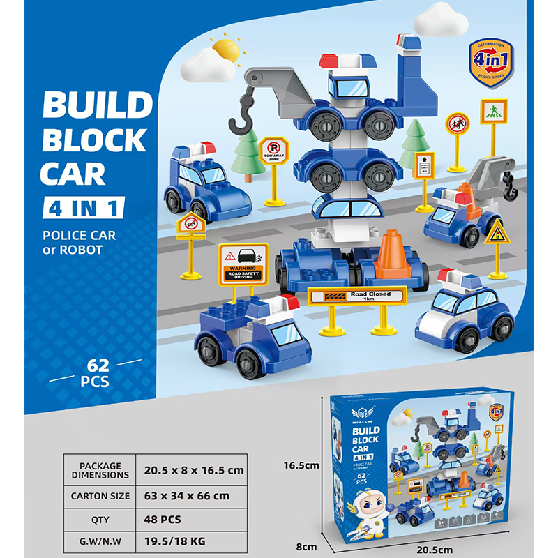 2025 Big 4 in 1 Building Blocks Firetruck/Vehicle Police/Engineer Cars ...