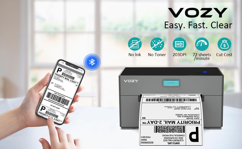 VOZY T5/T7/U9 Waybill Printer Bluetooth USB Cellphone A6 Shipping Label ...