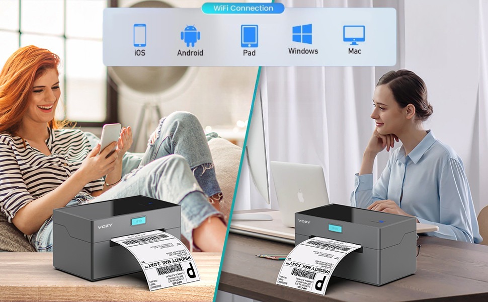 VOZY T5/T7/U9 Waybill Printer Bluetooth USB Cellphone A6 Shipping Label ...
