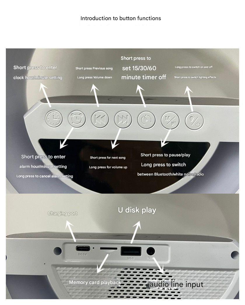 BT-3401 Bluetooth Speaker Night Light Alarm Clock Smart Desktop New ...