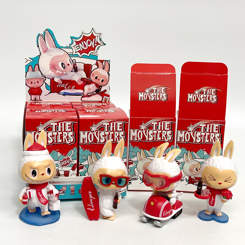 4Pcs/6Pcs/Set The Monsters Labubu Figure POP Labubu Luge Skiing Coca ...
