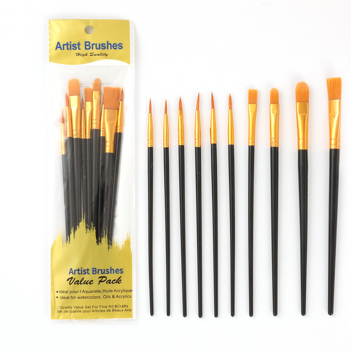10 Watercolor Round Head Brushes For Micro Painting Of Facial Nails And ...
