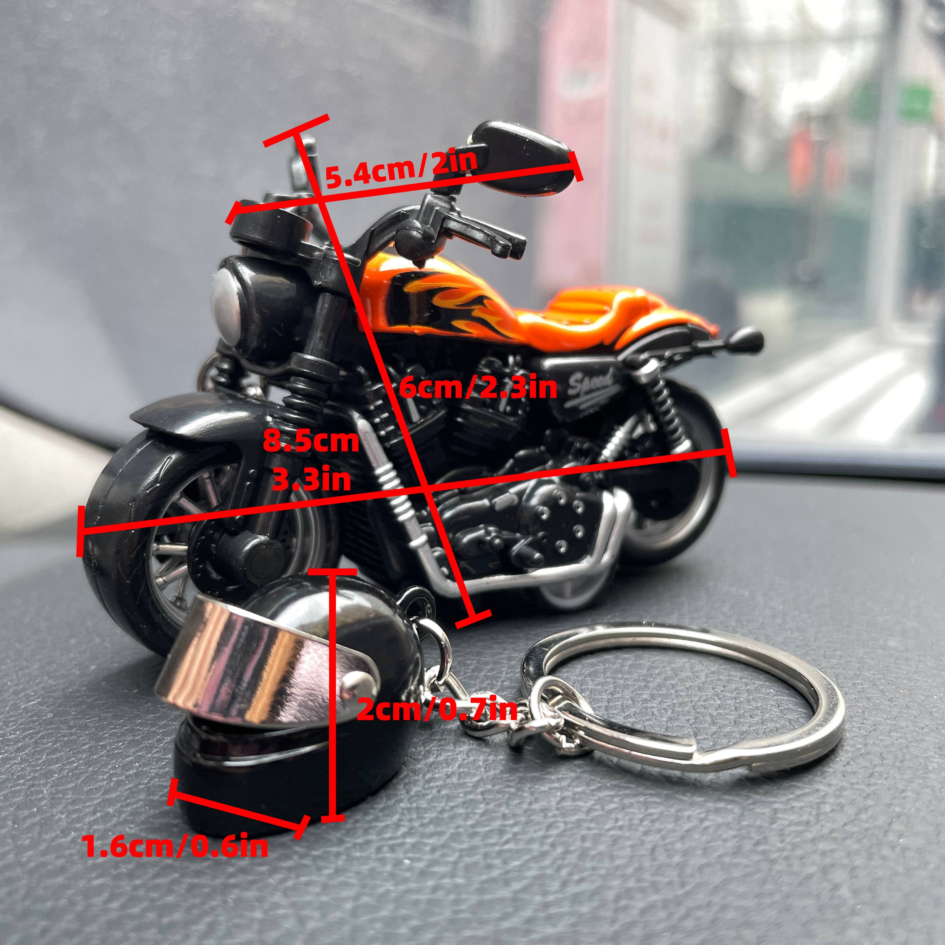 Mini Motorcycle & Helmet Keychain Set Creative Trend Unisex Biker Fan ...