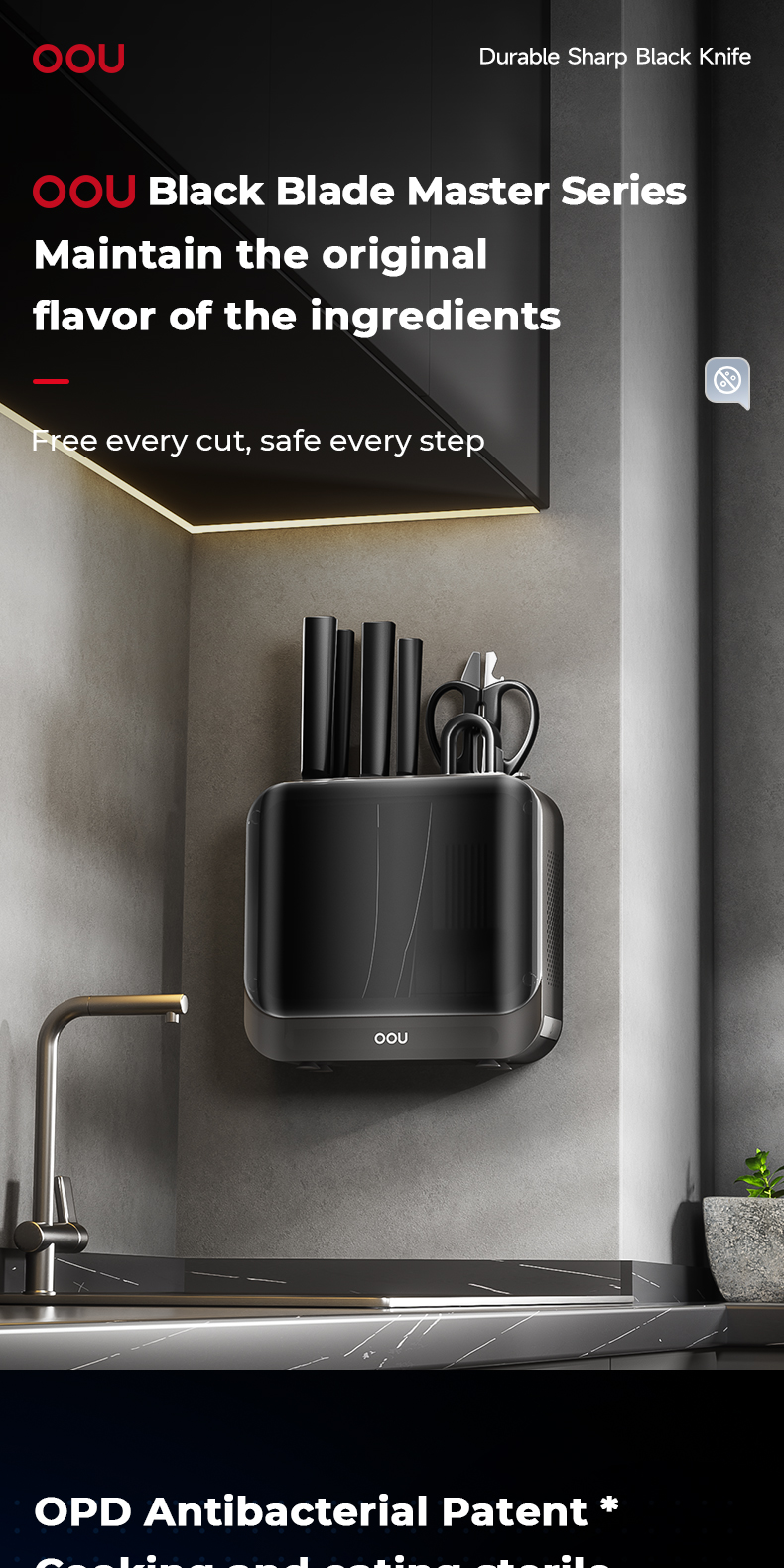 OOU Black Blade Master Series Knife Set With Scissors Sharpener Knife Holder (7 Pcs) | Shopee ...