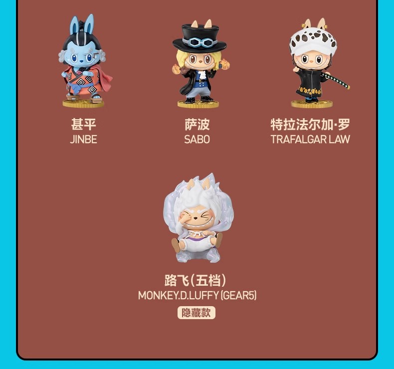 100% Genuine One Piece Labubu Joint Blind Box Luffy Chopper Figure Doll ...