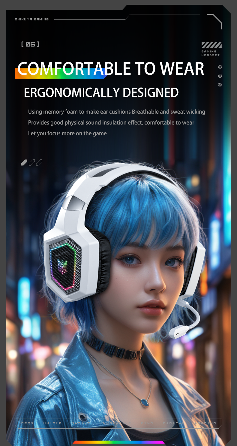 ONIKUMA GT806 Wireless Bluetooth Headphones Low latency Gaming Headset ...