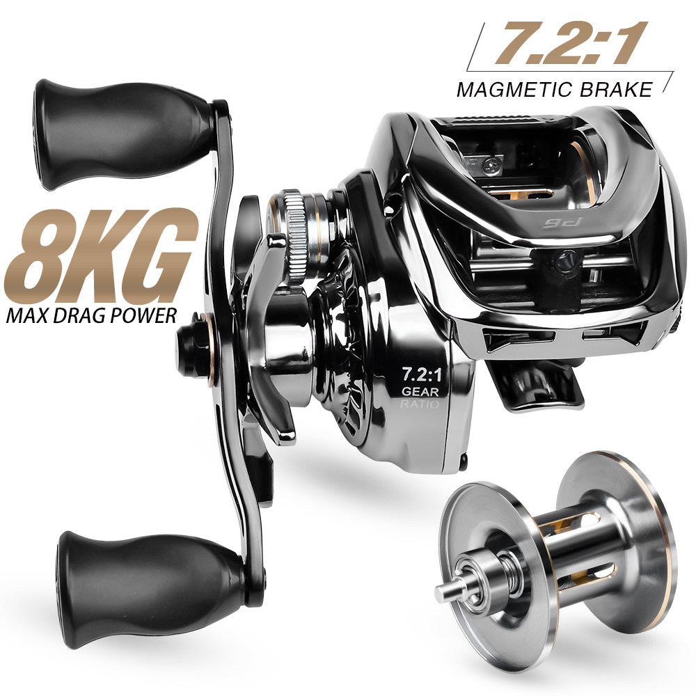 PROBEROS Baitcaster Reels - UV electroplating process, 7.2:1 Gear Ratio ...