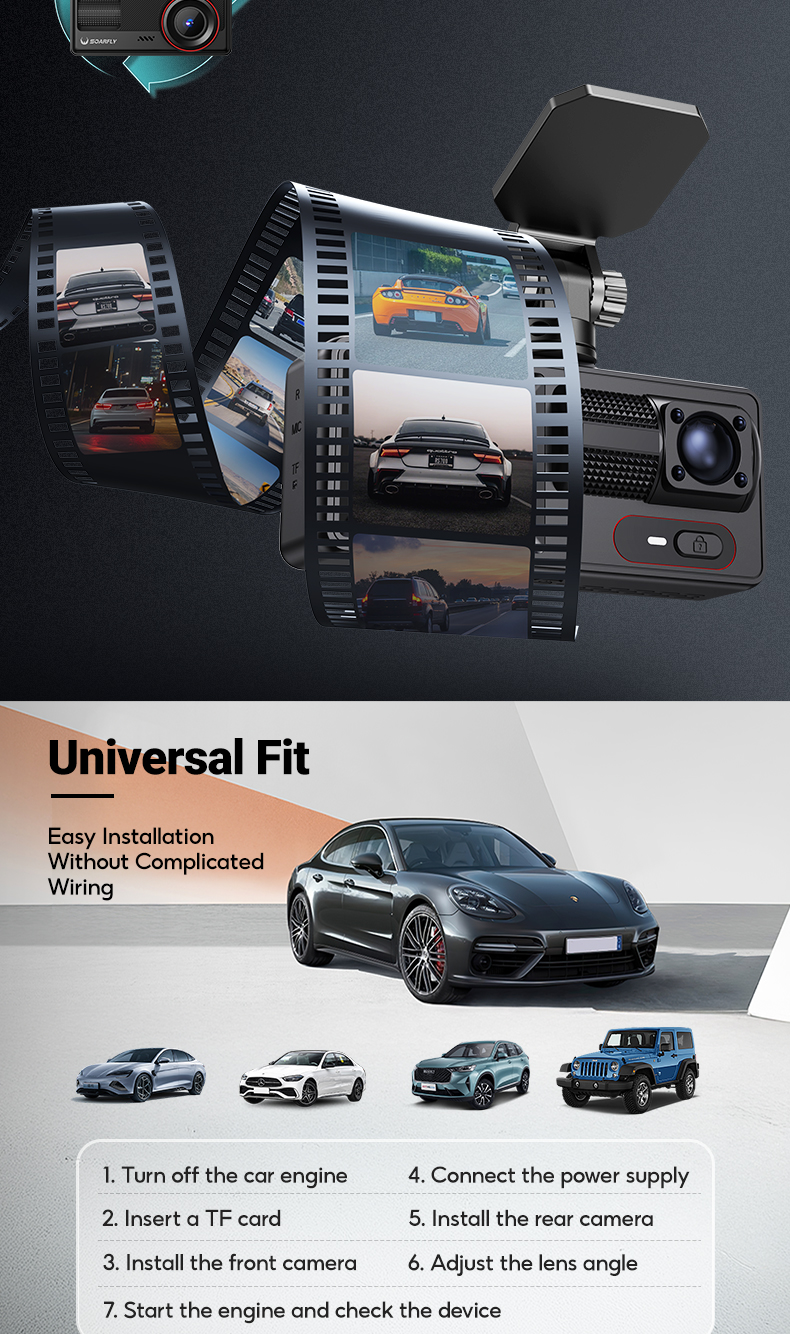 SOARFLY Car Recorder WIFI Night Vision 4K Ultra Dual-Channel Dashcam ...