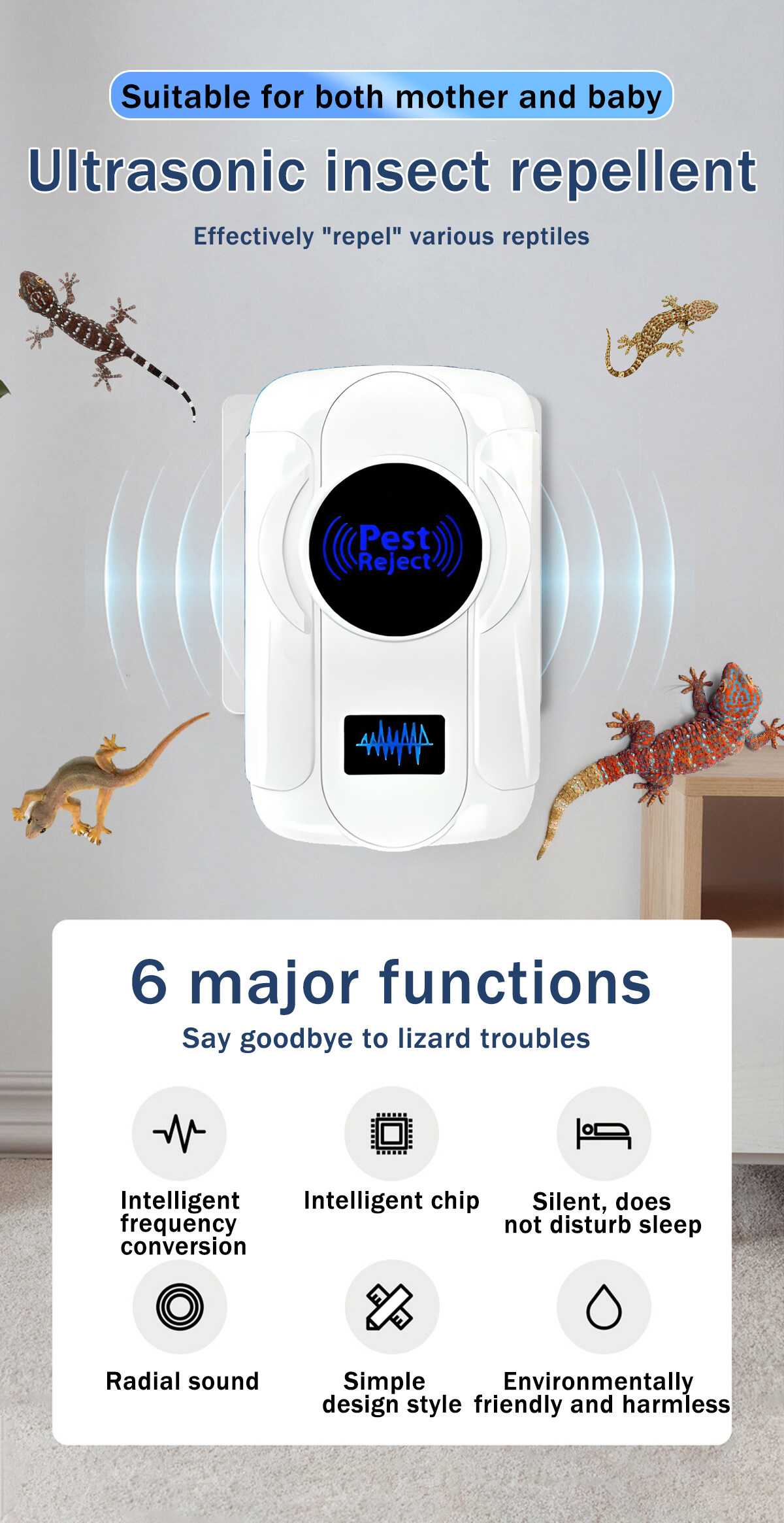 No lizards for 100 years ！！lizard repellent ultrasonic pest repeller ...