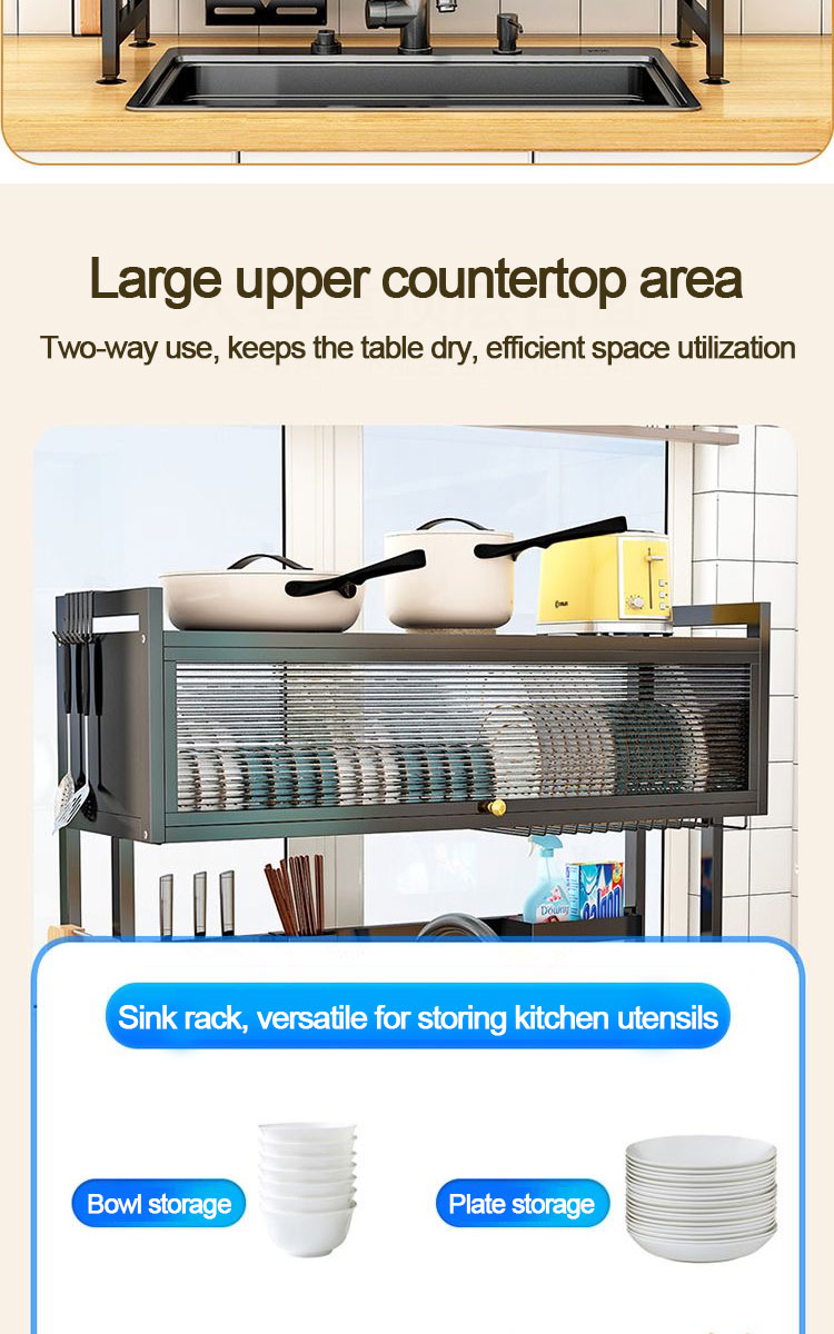 75-105cm Dish Cabinet Rack Kitchen Rack Dish Rack Rak Dapur Rak Sinki ...