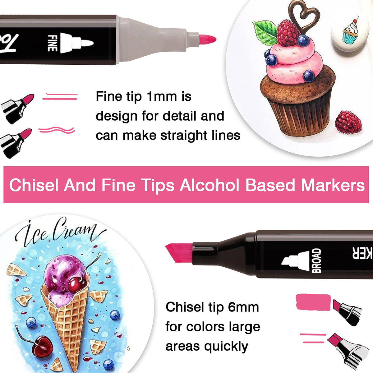 Touch 24/36/48/60/80 Color Marker Double-tip Marker Pen Case Pack Cheap ...