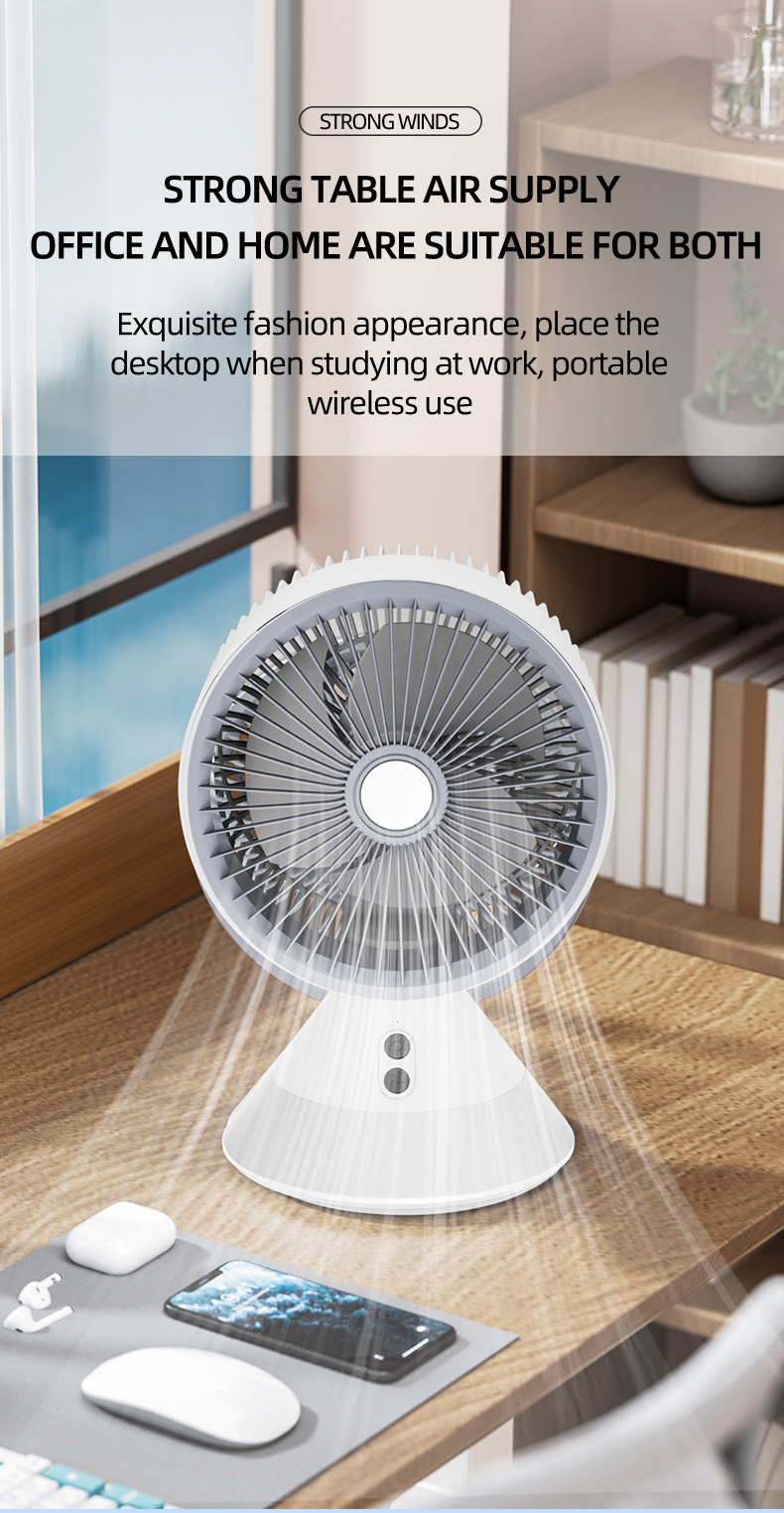 Kipas meja Air Circulation Fan Portable Table Wireless USB Rechargeable ...