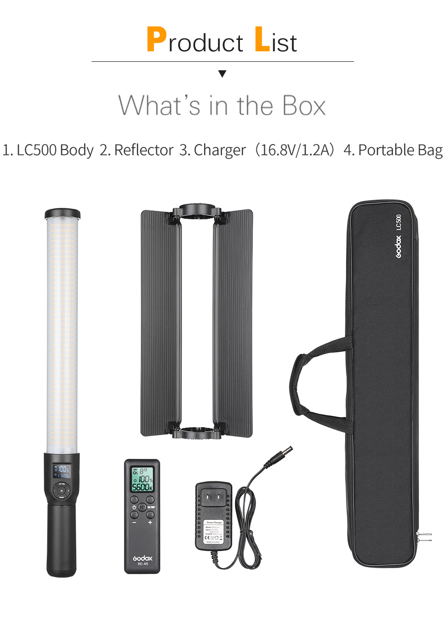 Godox LC500 3300K-5600K Adjustable Handle Bicolor LED Light Stick Built ...