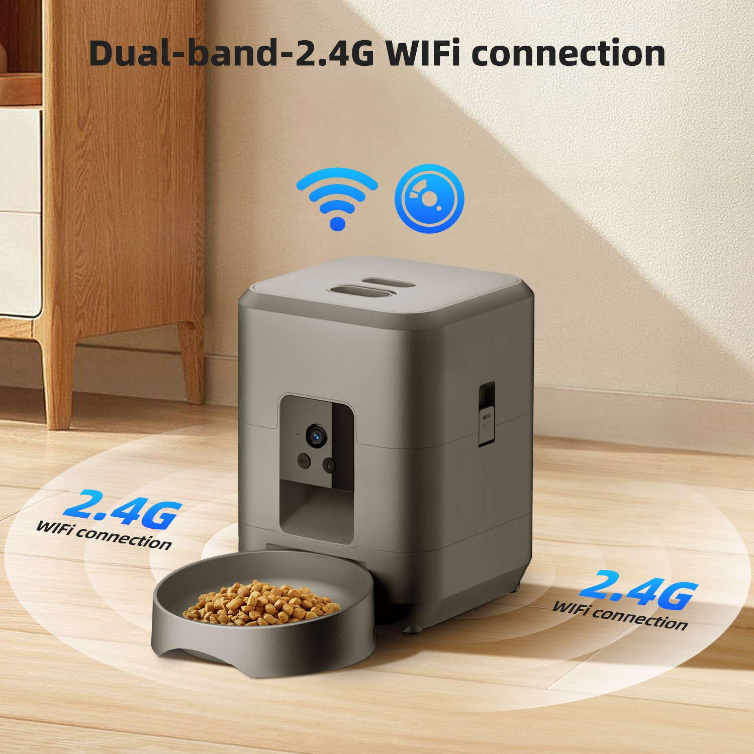 2L Camera Pet Feeder Timing Smart Automatic For Cats Button WIFI APP ...