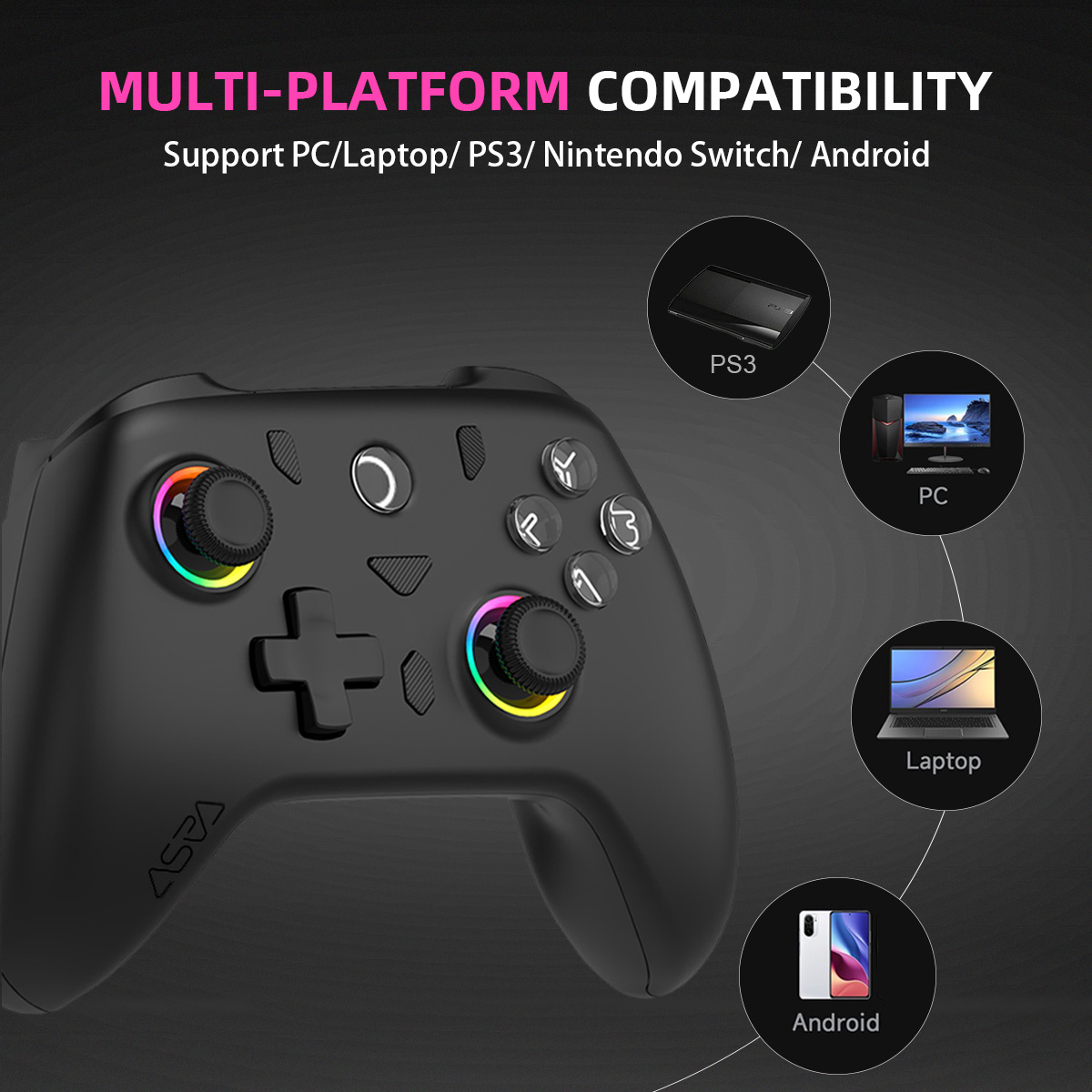 ASRVA A1 2.4GHz Wireless Gaming Controller With Charging Dock Hall ...