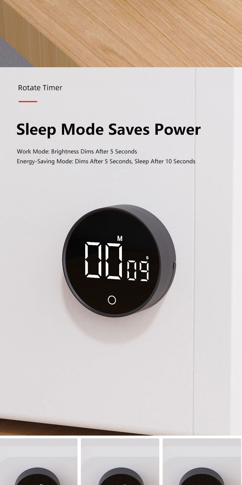 Gryno LED Digital Magnetic Timer With Alarm Stand Rotation Countdown ...