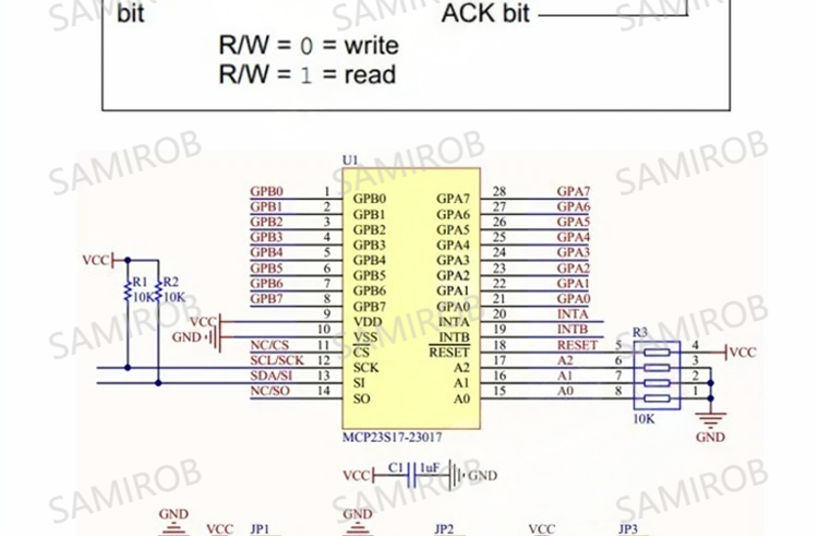 MCP23017 Serial Interface Module IIC I2C SPI Bidirectional 16-Bit I/O ...