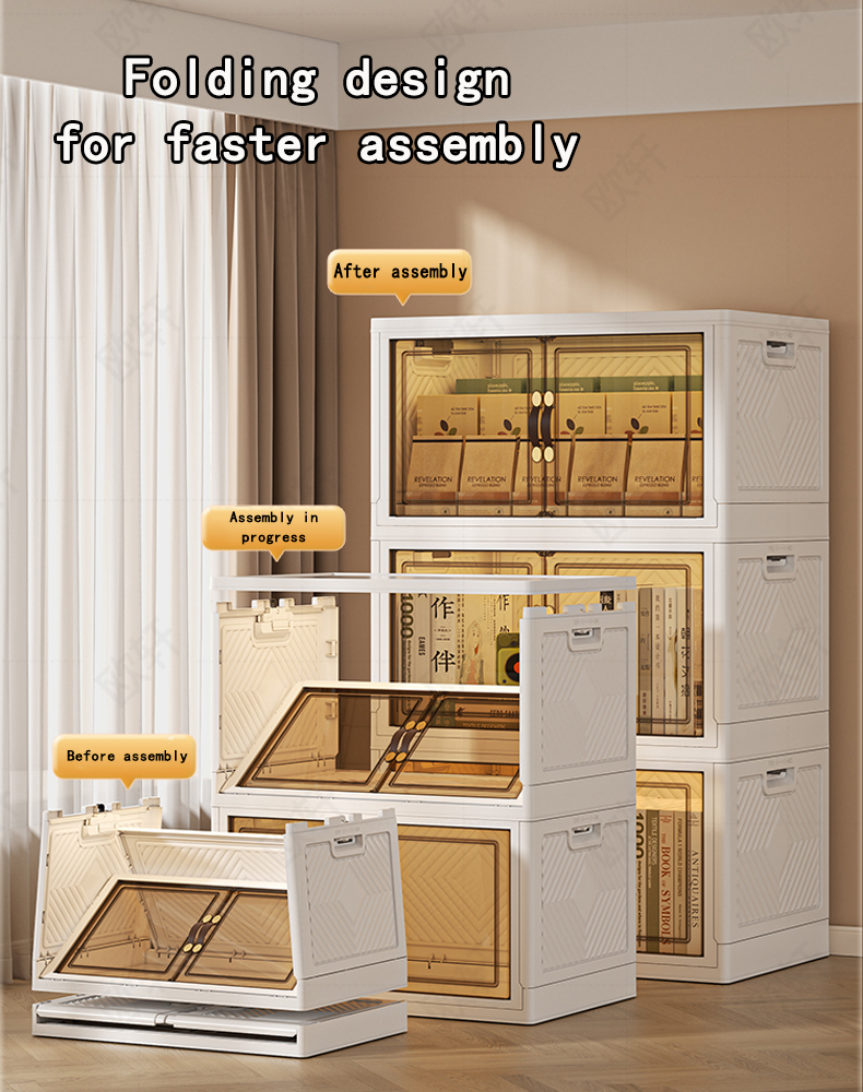 Folding Plastics Bookcase Almari Buku Moisture-proof Study Books ...