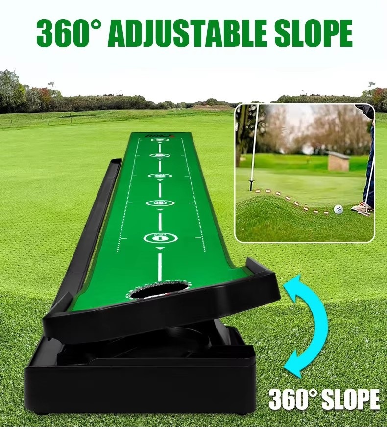 PGM Adjustable slope mini golf putting mat automatic ball return design ...