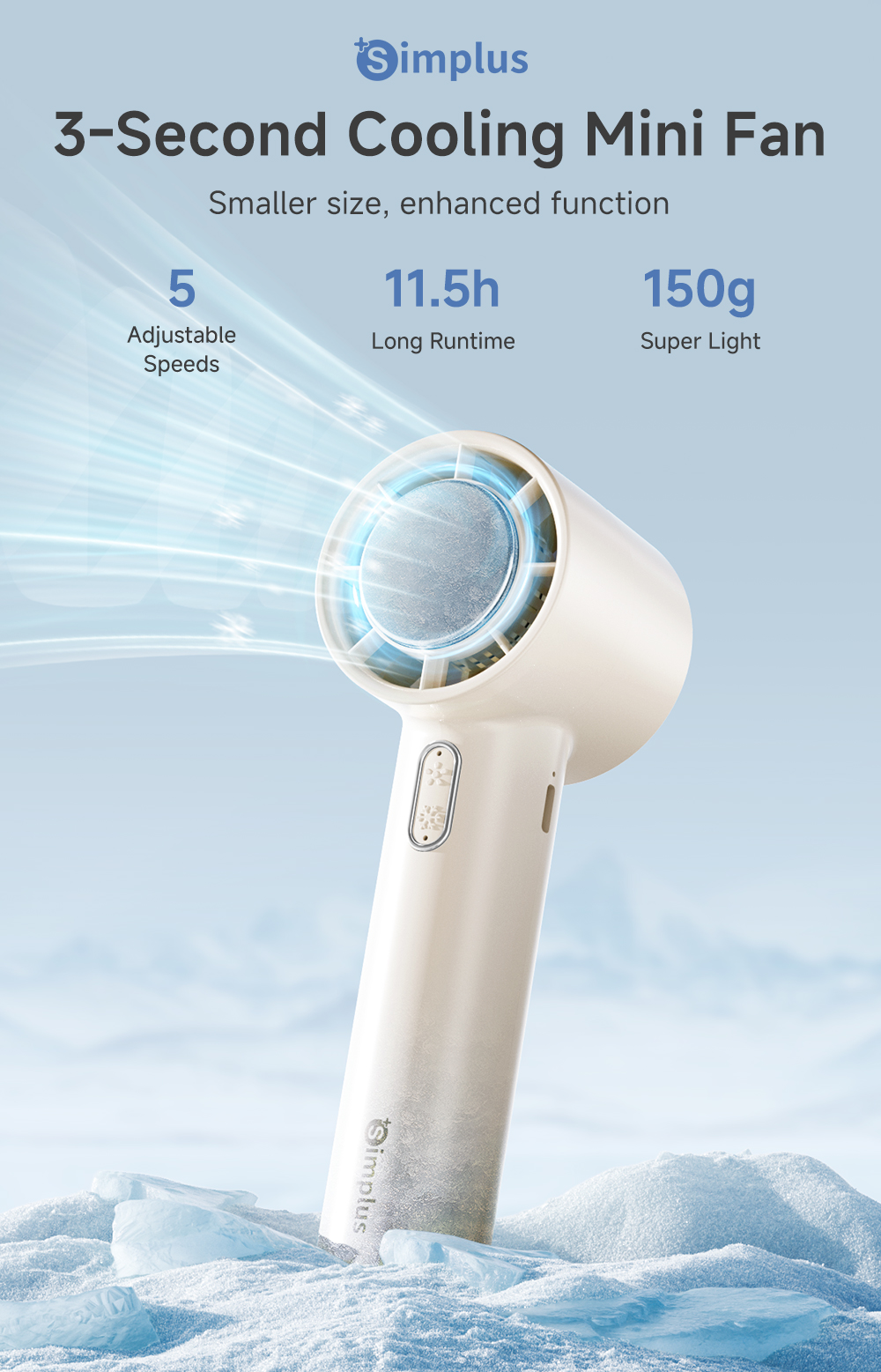 【NEW】Simplus Handheld Mini Fan | Instant Cooling Function | 5 Speed ...