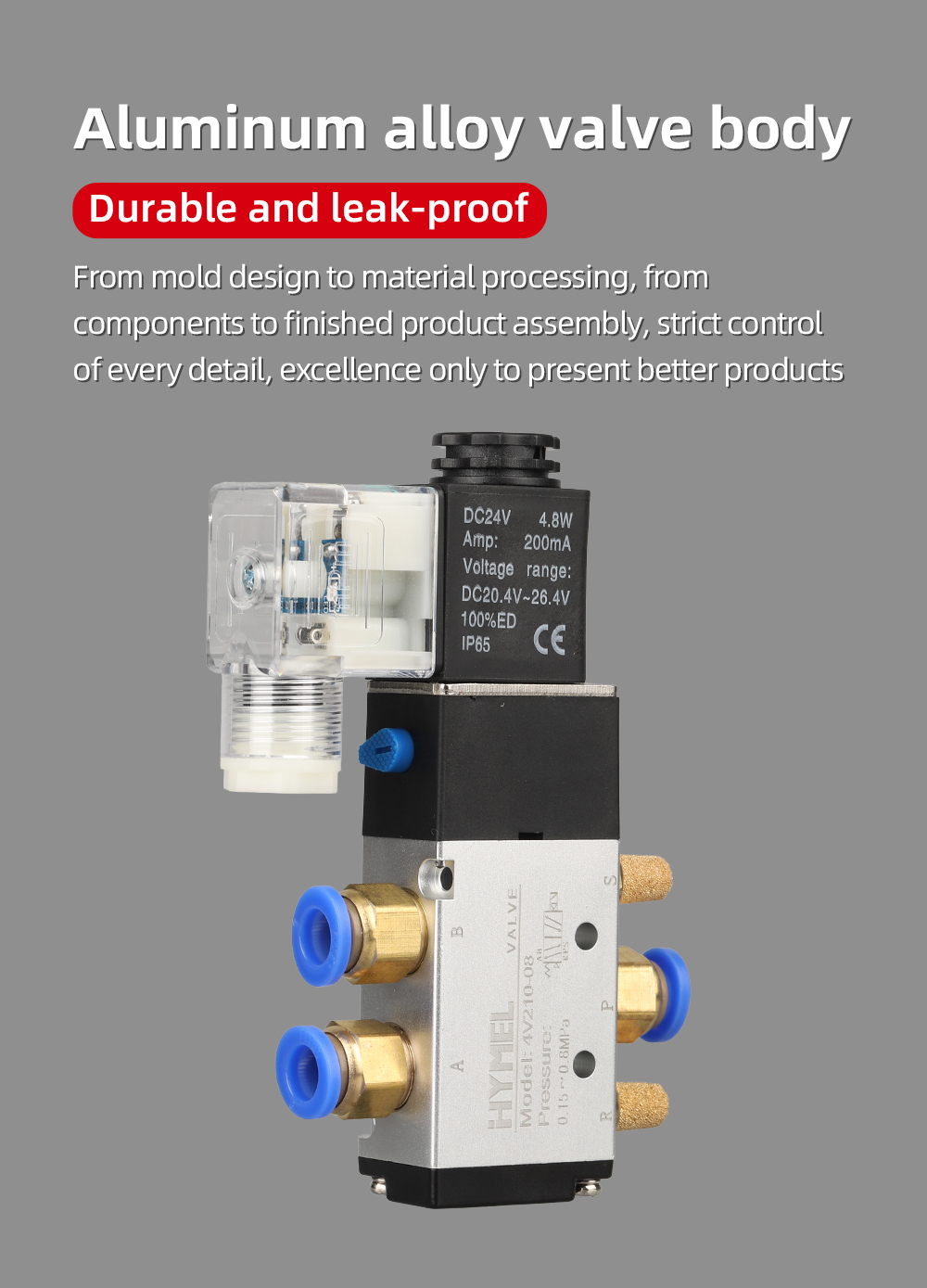 Pneumatic Electric Solenoid Valve 4V210-08 5 Way 2 Position Control Air Gas Magnetic Valve 12V ...