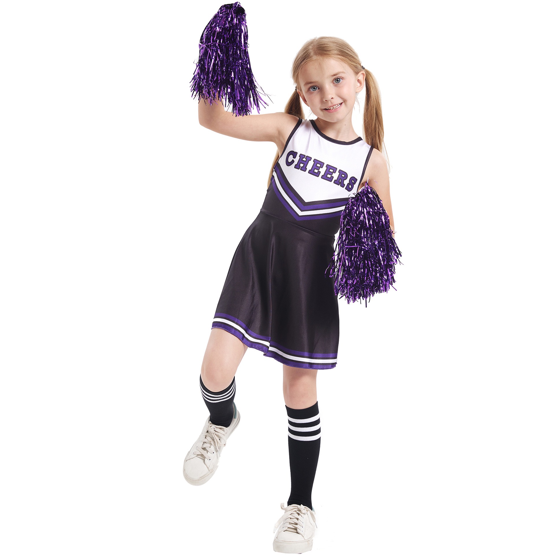 Congme 3 pcs Set Girls Cheerleader Outfits Cheer Skirts Stretchy Team ...