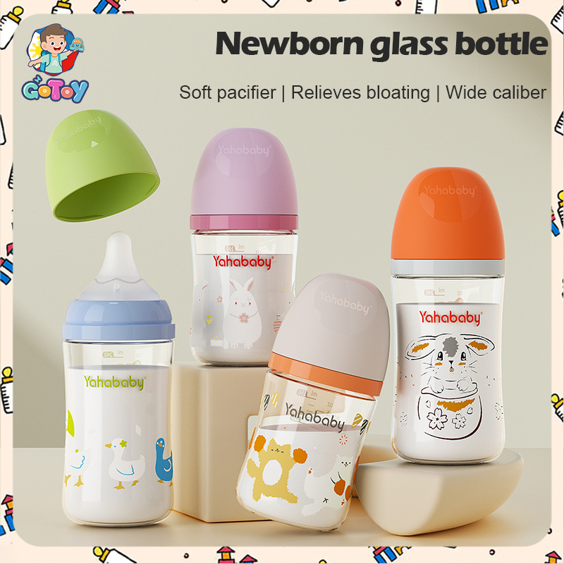 Yahababy 160/240ML Newborn Baby Milk Glass Bottle Anti-Drop And Anti-Choking Heat Resistant ...