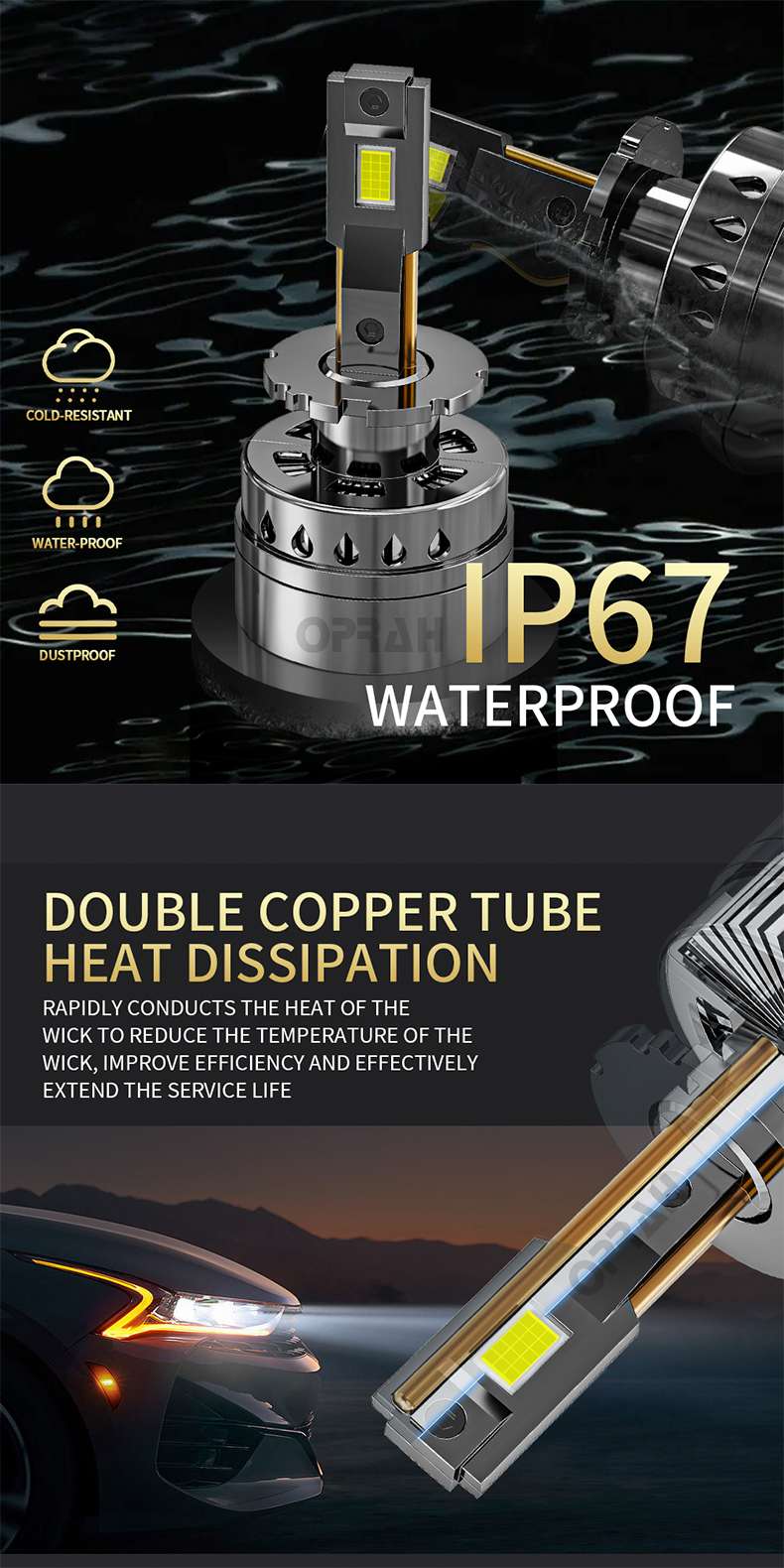 [2PCS] Oprah D1S Led Headlight D3S Canbus Bulbs CSP D4S D5S D2S D8S Led 20000LM 80W Super Bright ...