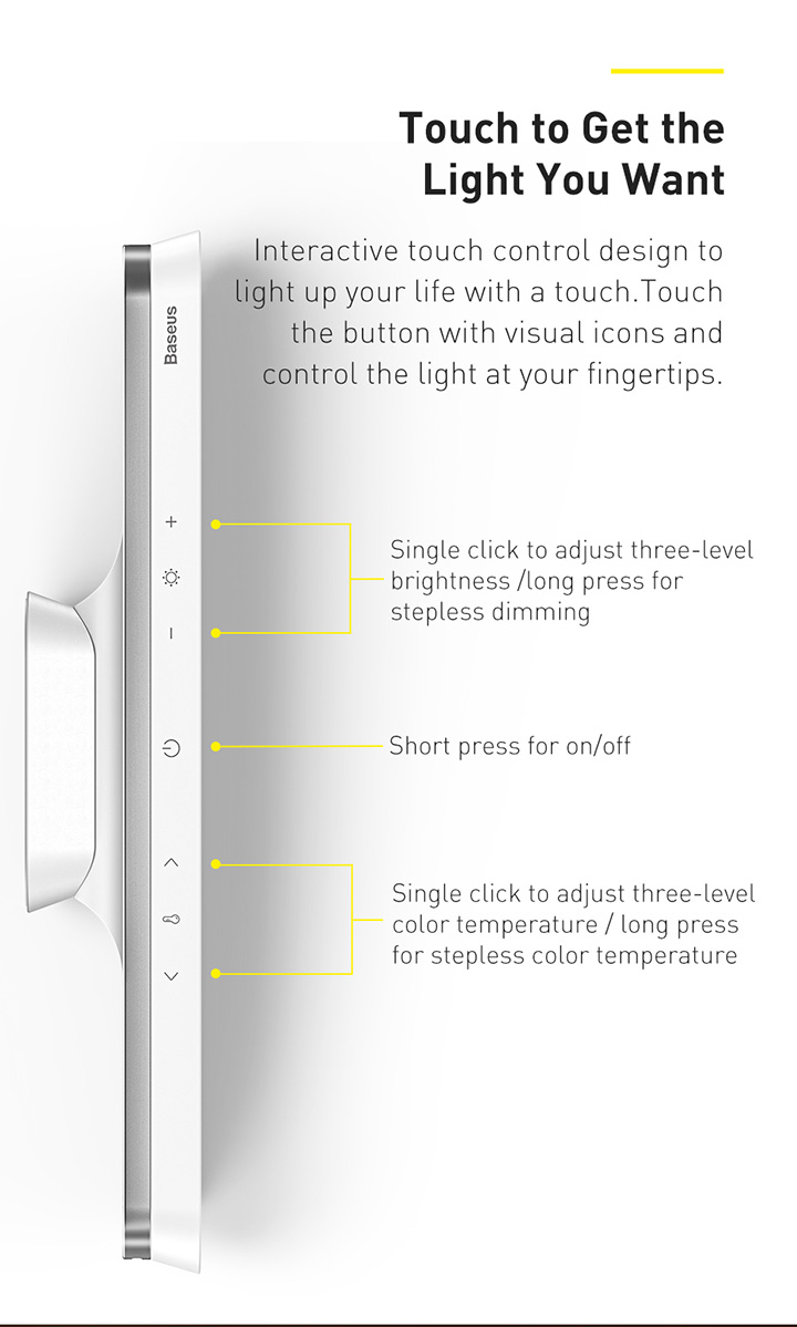 Baseus Night Light Hanging Magnetic LED Table Lamp Stepless Dimming ...