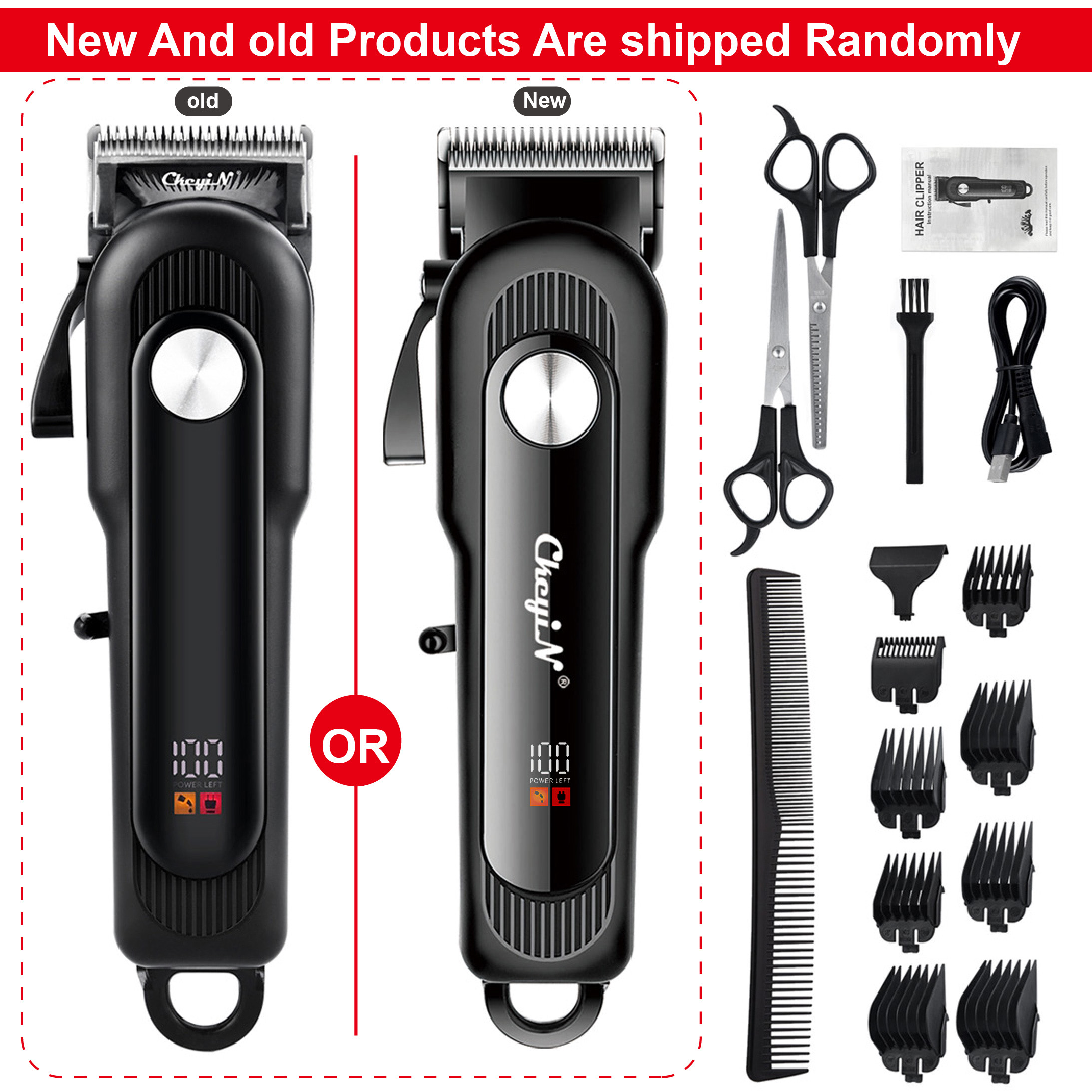 CkeyiN Cordless Hair Clipper Rechargeable IPX7 Waterproof USB Electric ...