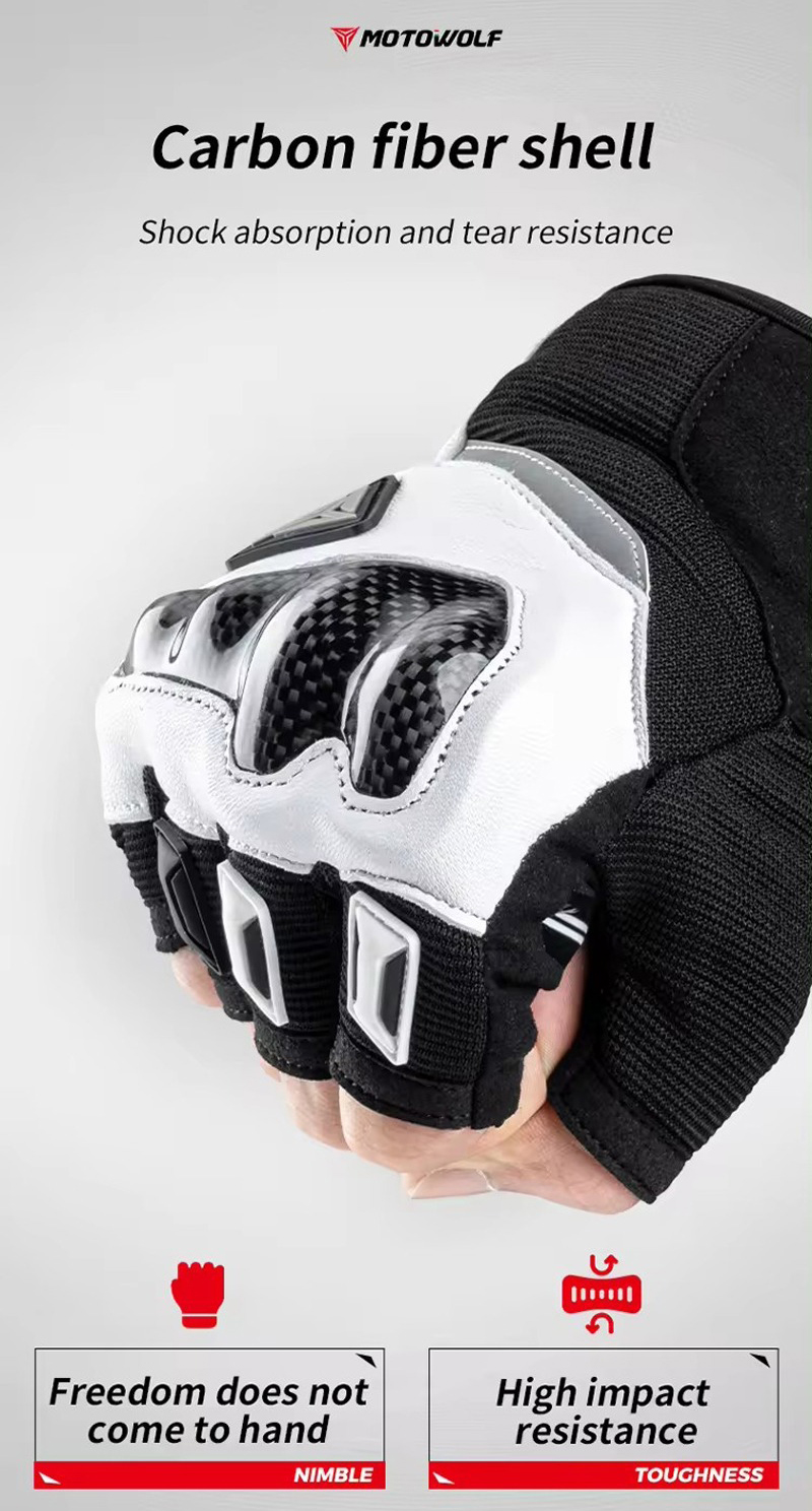 MOTOWOLF Motorcycle Gloves Half Finger Motorcycles Accessories Carbon ...